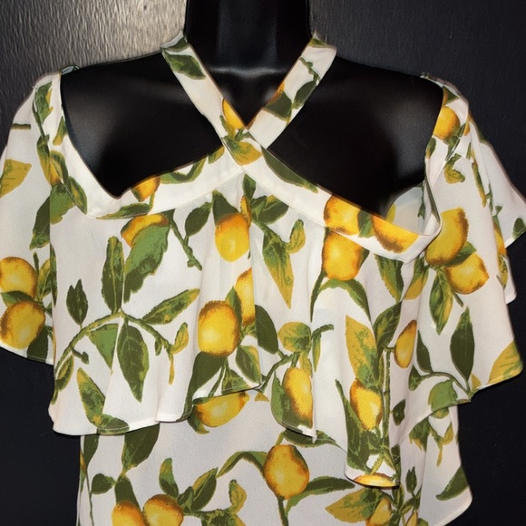Gianni Bini | Tops | Gianni Bini Lemon Print Feminine Romantic Flutter ...